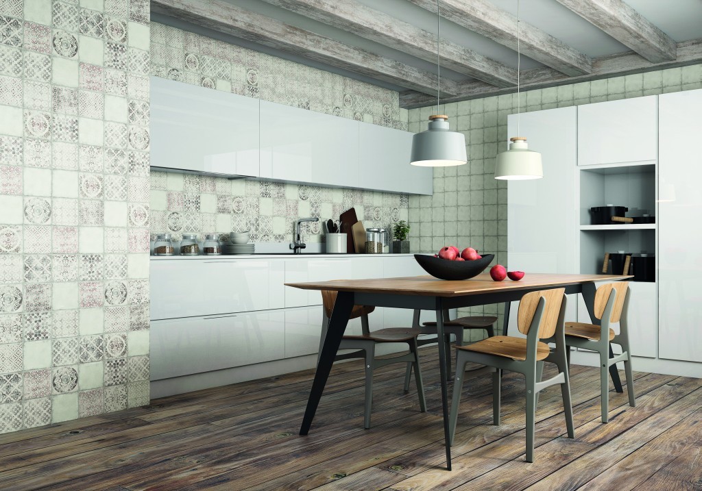 decus retro crema decor płytka ścienna 15x15 | Dekordia